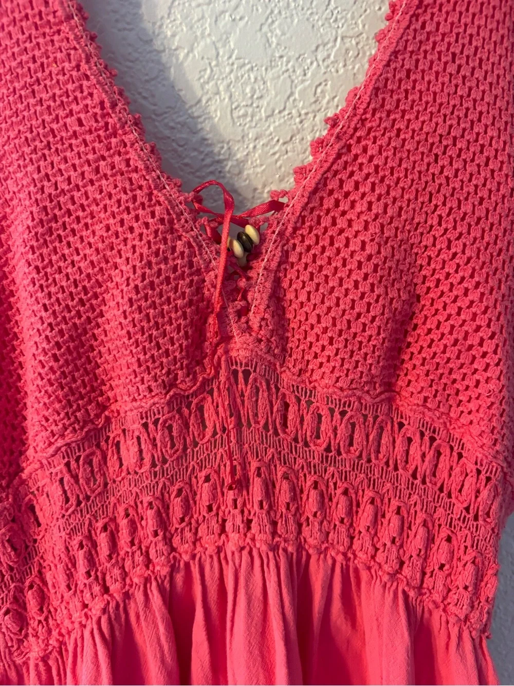 unbranded | Dresses | Crochet Bodice Coral Halter Maxi Dress Boho ...